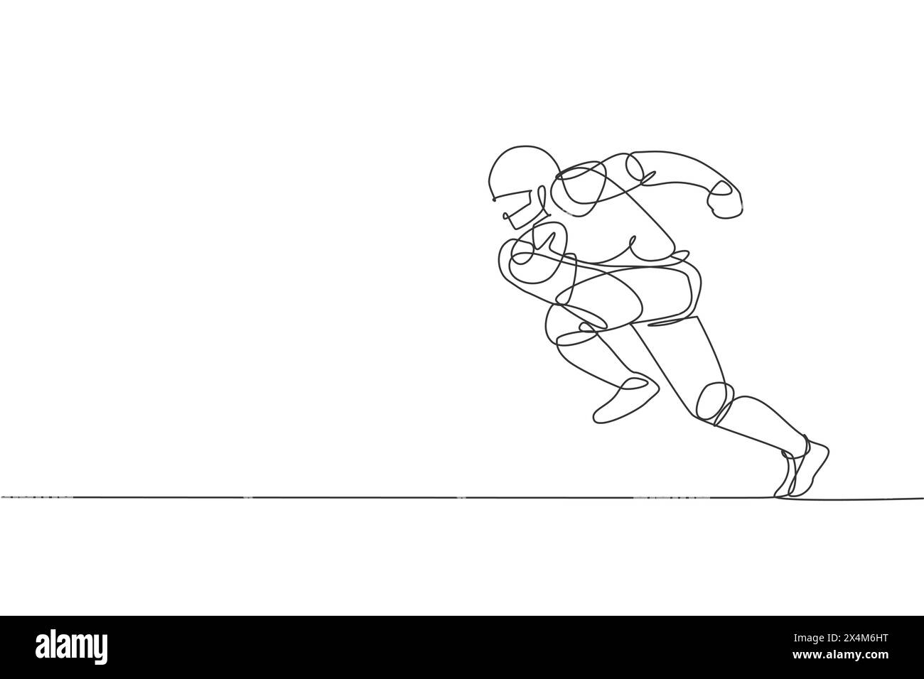 Single continuous line drawing of agile man american football player ...