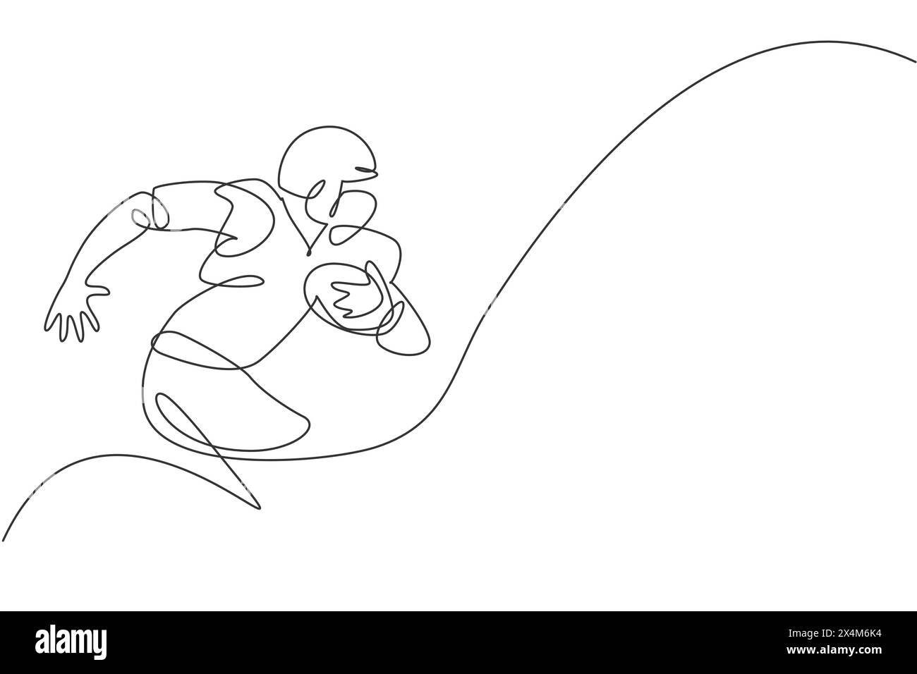 One continuous line drawing of young happy man american football player ...