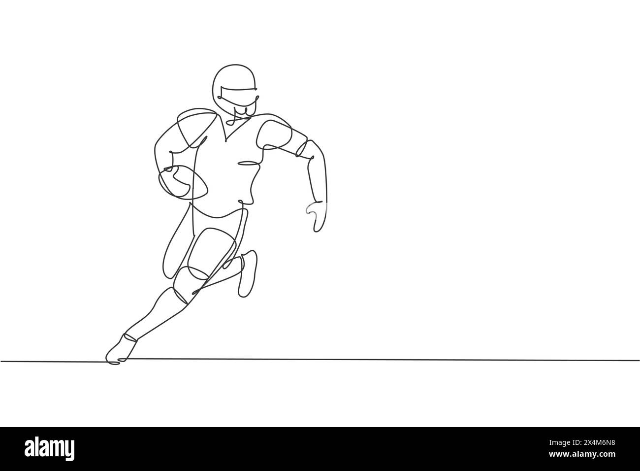 One continuous line drawing of young happy american football player ...