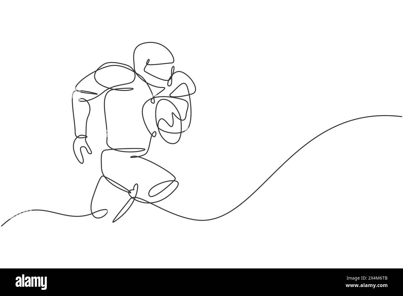 One continuous line drawing of young muscular man american football ...