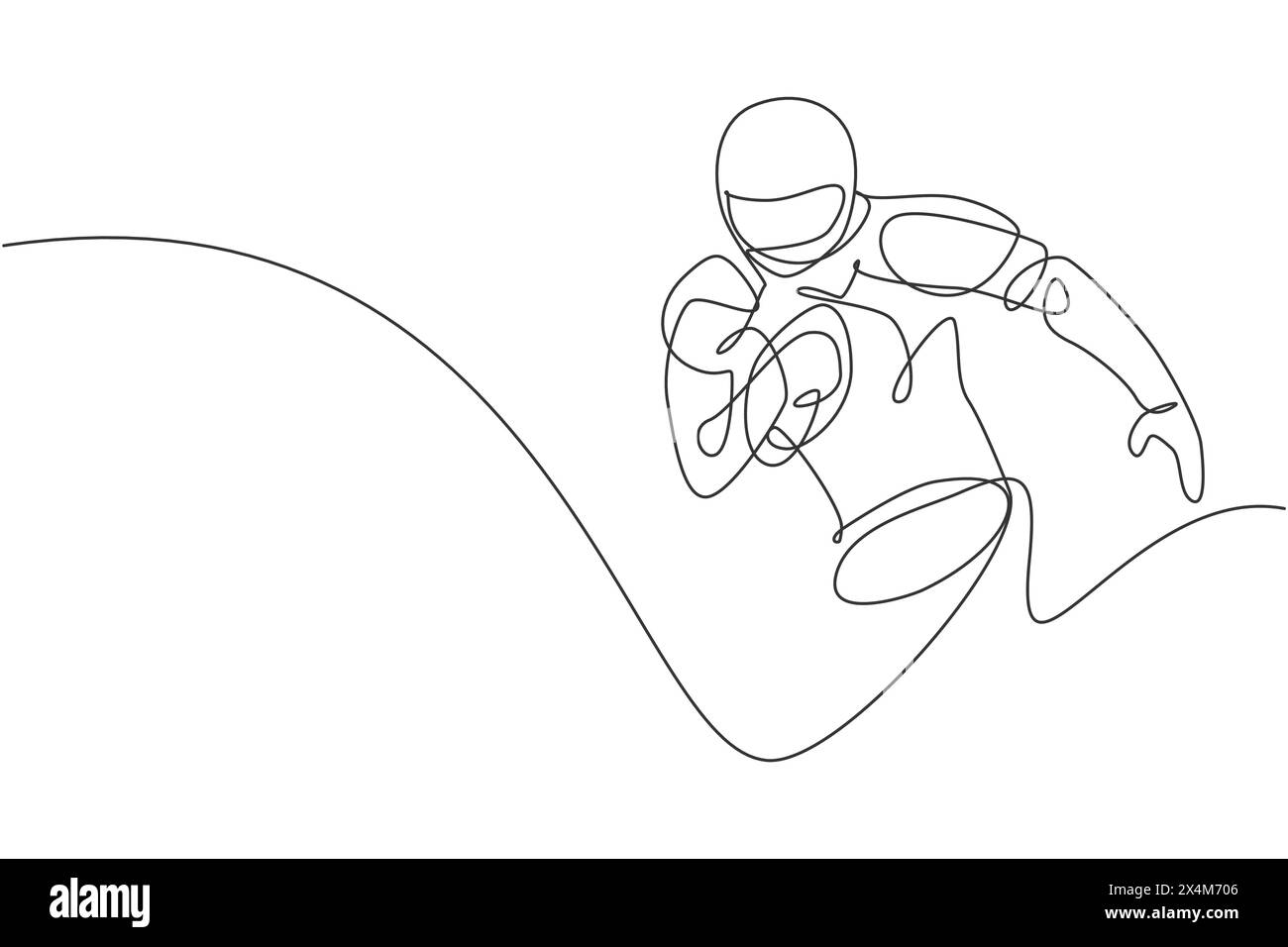 One single line drawing of young energetic man american football player ...