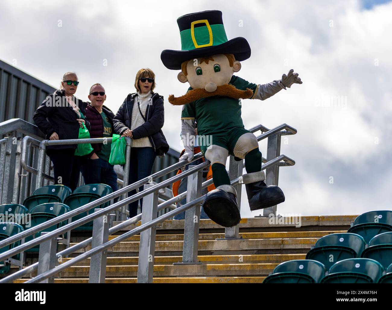 Plymouth Argyle's mascot sliding down a hand rail before the Sky Bet ...