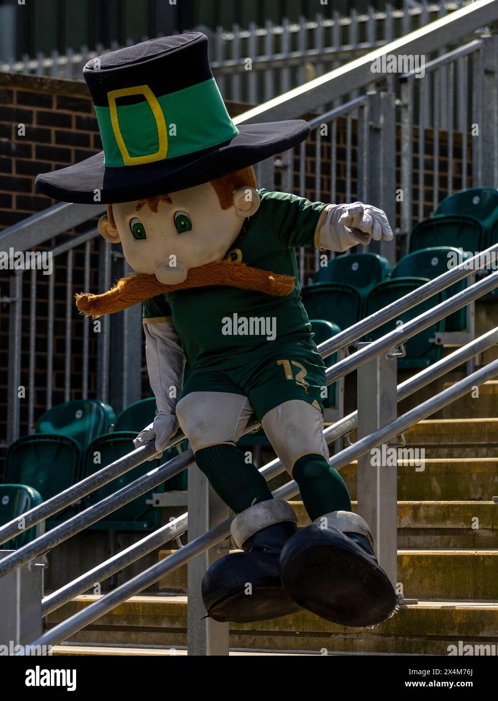 Plymouth Argyle's mascot sliding down a hand rail before the Sky Bet ...