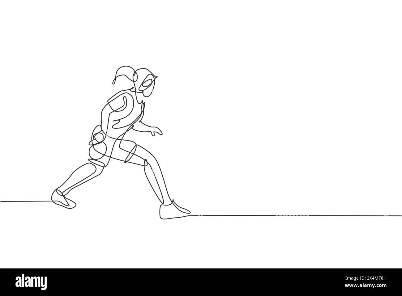 Single continuous line drawing of young agile woman table tennis player ...