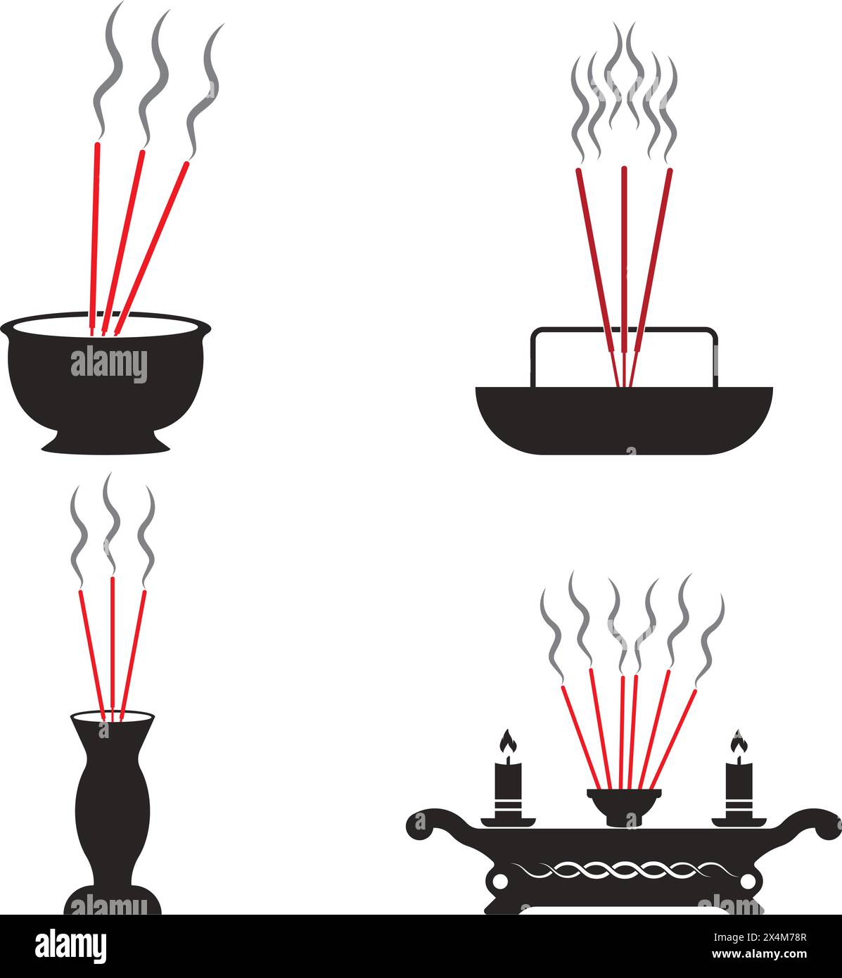 Chinese prayer incense vector icon illustration symbol design Stock ...