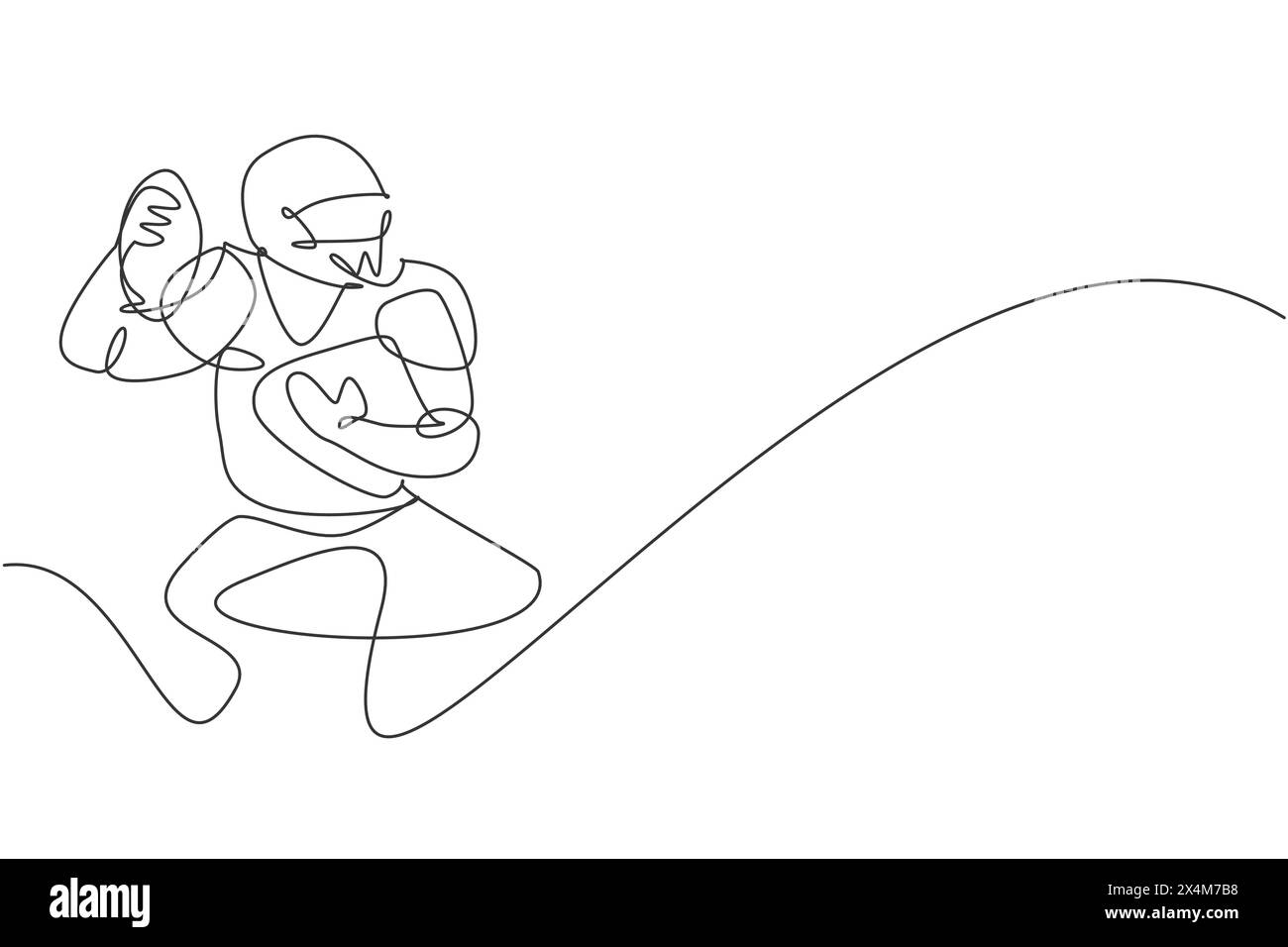 One continuous line drawing of young attractive american football ...