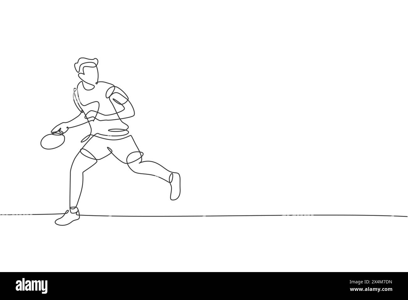 One single line drawing of young energetic man table tennis player run ...