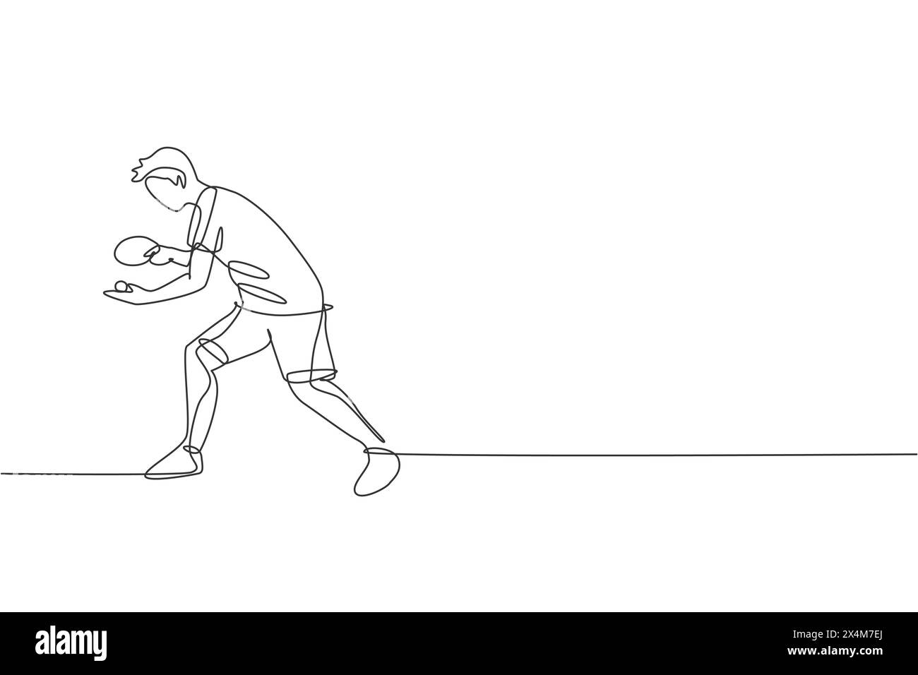 Single continuous line drawing of young agile man table tennis player ...