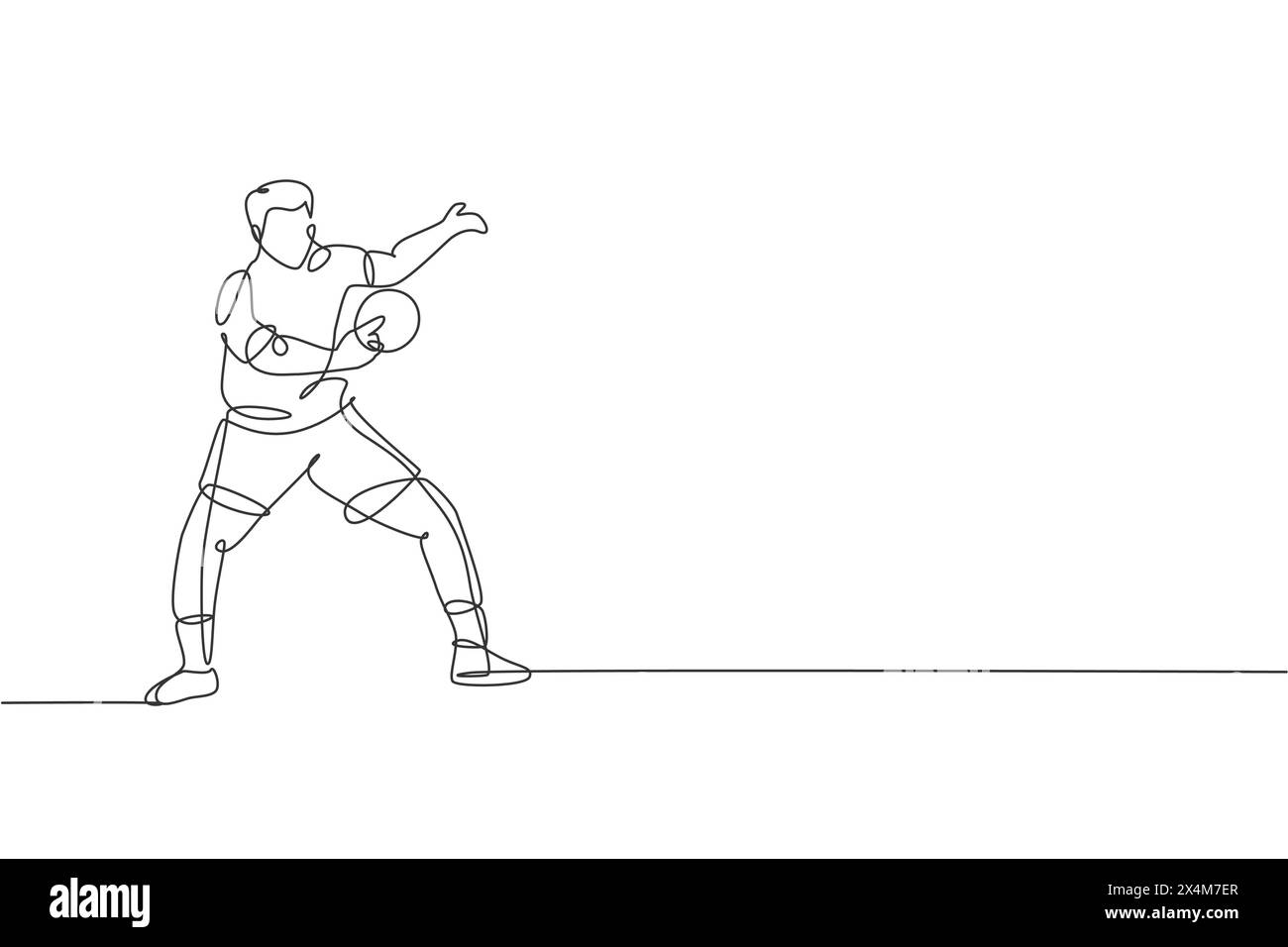 Single continuous line drawing of young agile man table tennis player ...