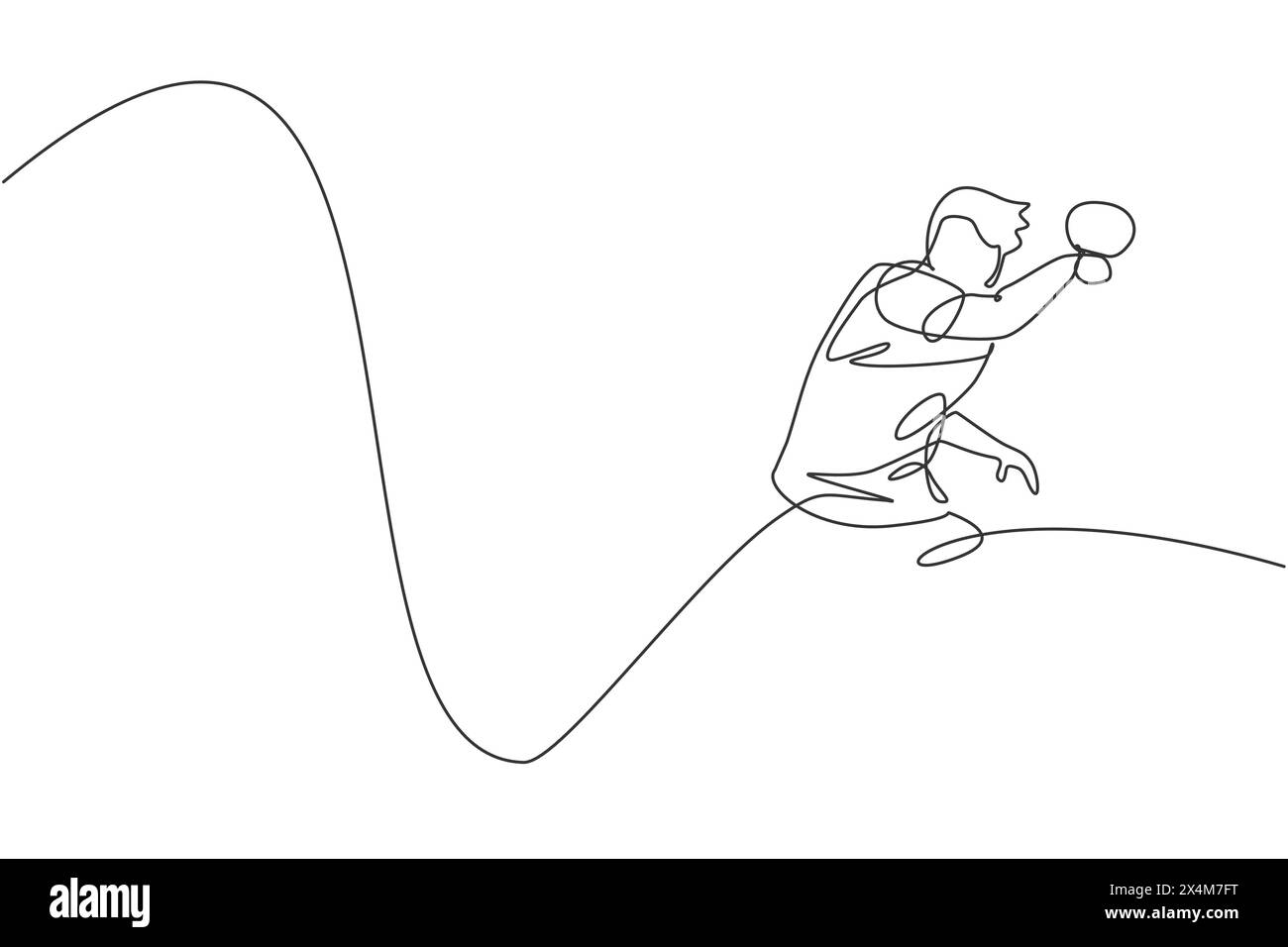 Single continuous line drawing of young agile man table tennis player ...