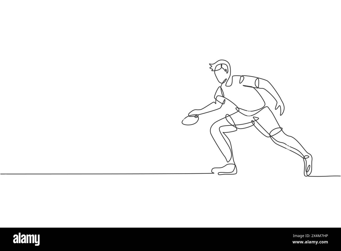 One single line drawing of energetic man table tennis player practice ...