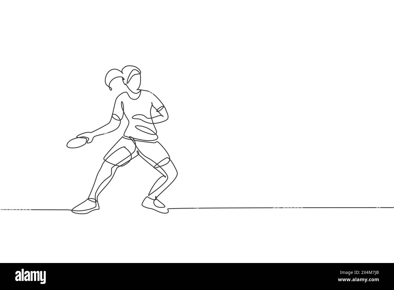 One single line drawing young energetic woman table tennis player hit ...