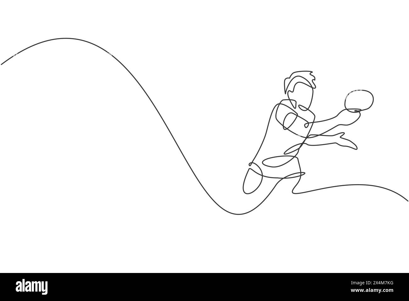 One single line drawing of young energetic man table tennis player hold ...