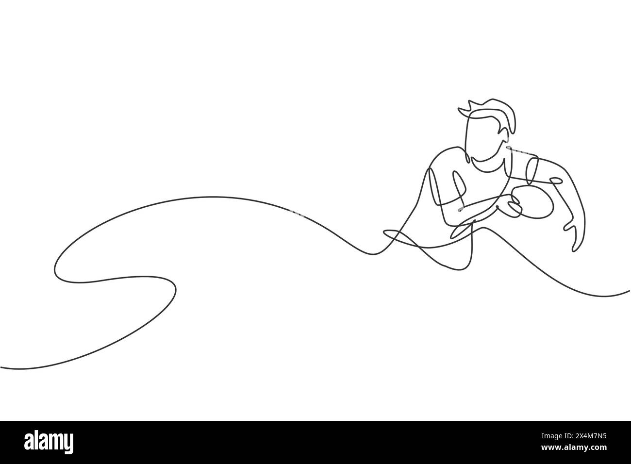 One single line drawing of energetic man table tennis player focus ...