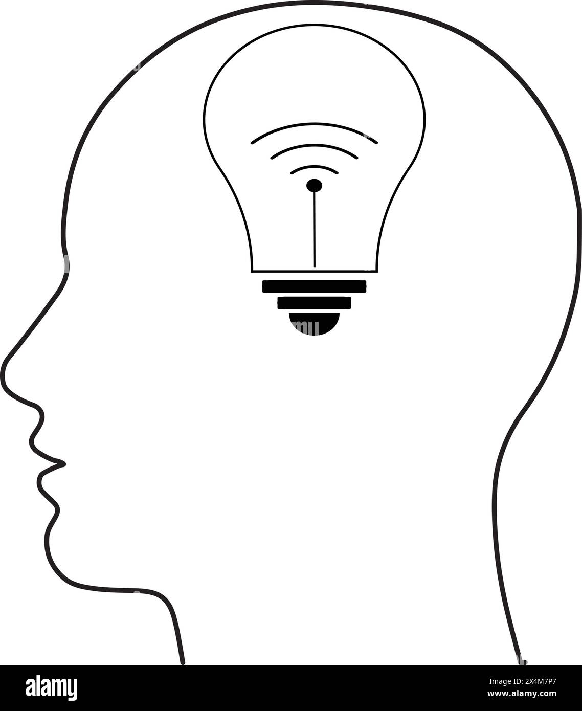 Wifi bulb icon inside Human head vector illustration on white ...