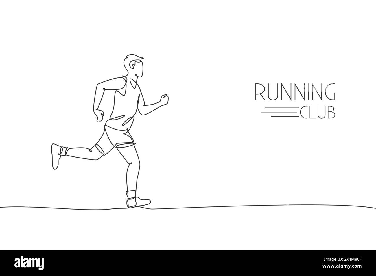 Single continuous line drawing of young agile man runner running ...