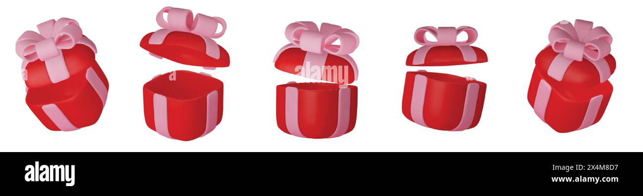 3d gift boxes set with gold ribbon bow isolated on a white background ...