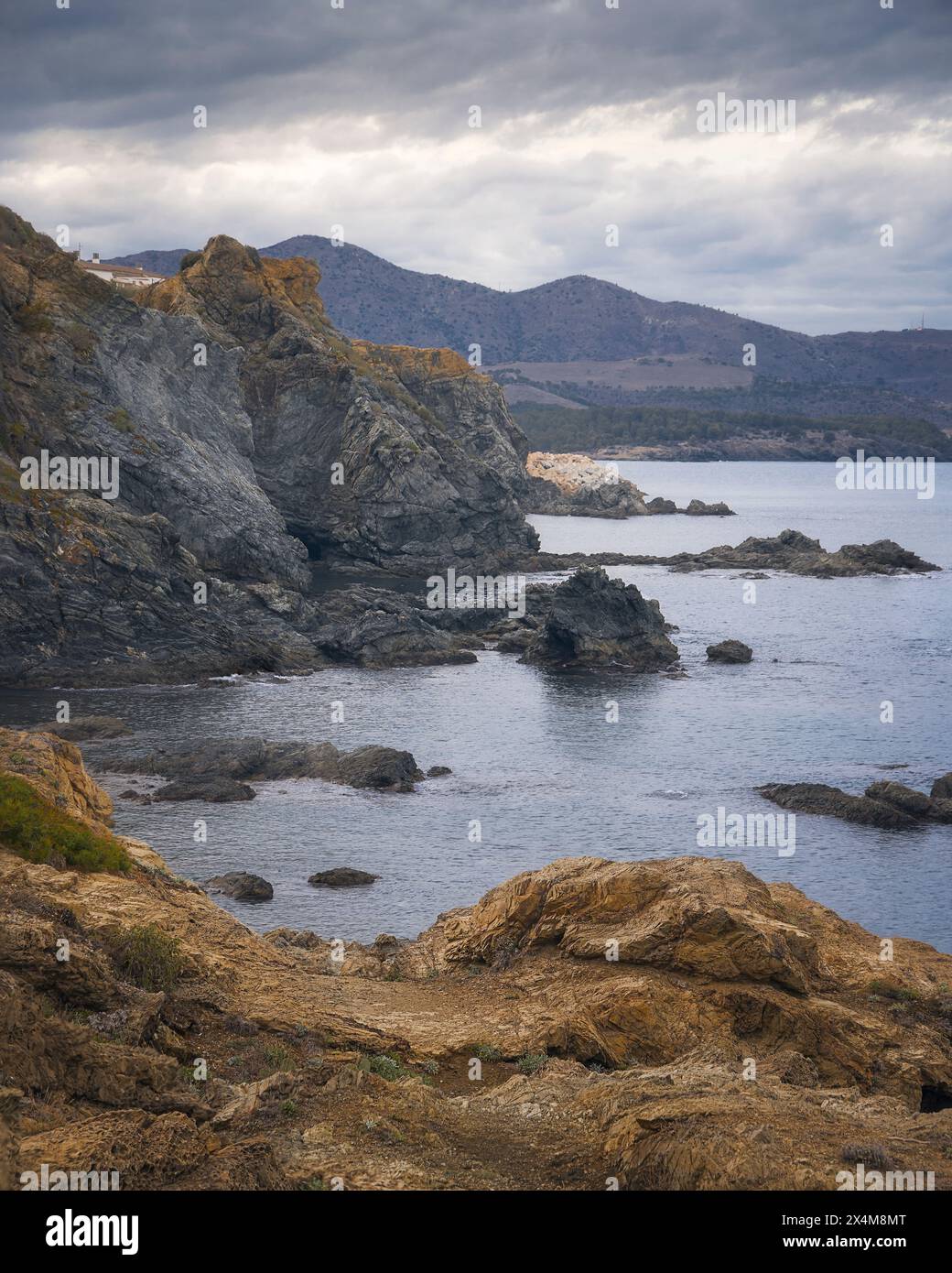 Rugged Coastal Landscape at Dusk, in Llança, Costa Brava, Catalonia ...