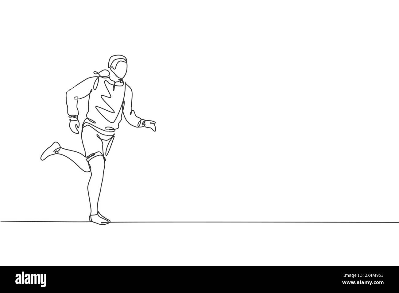 Single continuous line drawing of young happy health runner man wearing ...