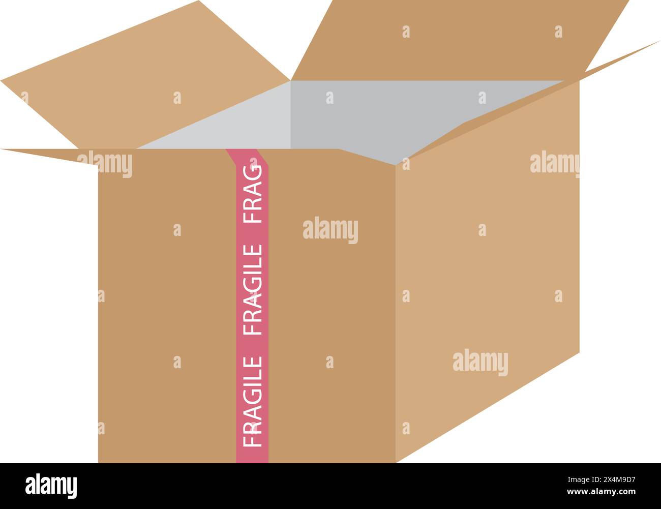 Cardboard box mockup isolated on white background. Shipping box layout ...