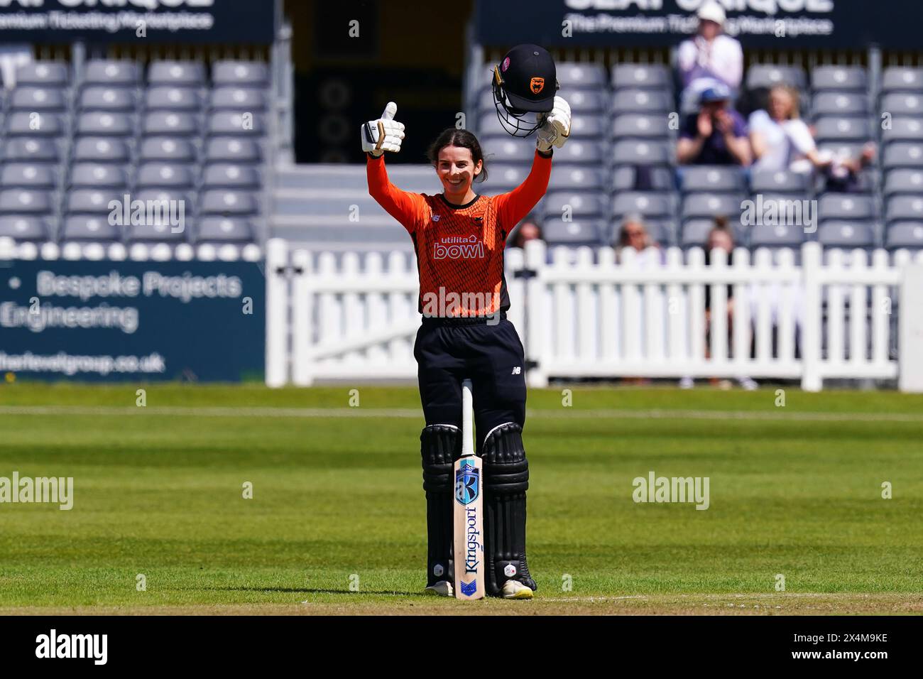 Bristol, UK, 4 May 2024. Southern Vipers' Charli Knott celebrates ...