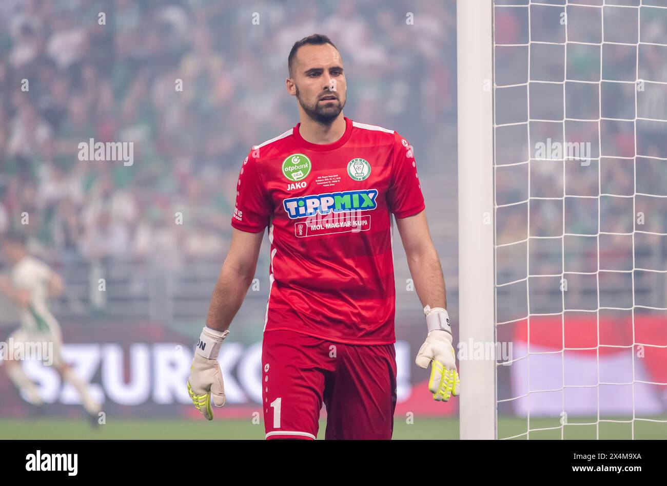 Budapest, Hungary – May 11, 2022. Paks goalkeeper Gergely Nagy during ...