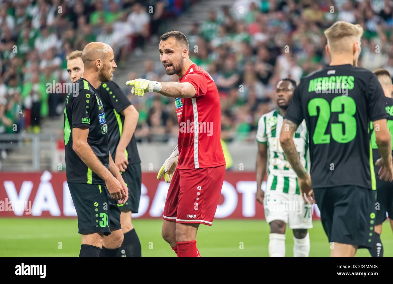 Budapest, Hungary – May 11, 2022. Paks goalkeeper Gergely Nagy and ...