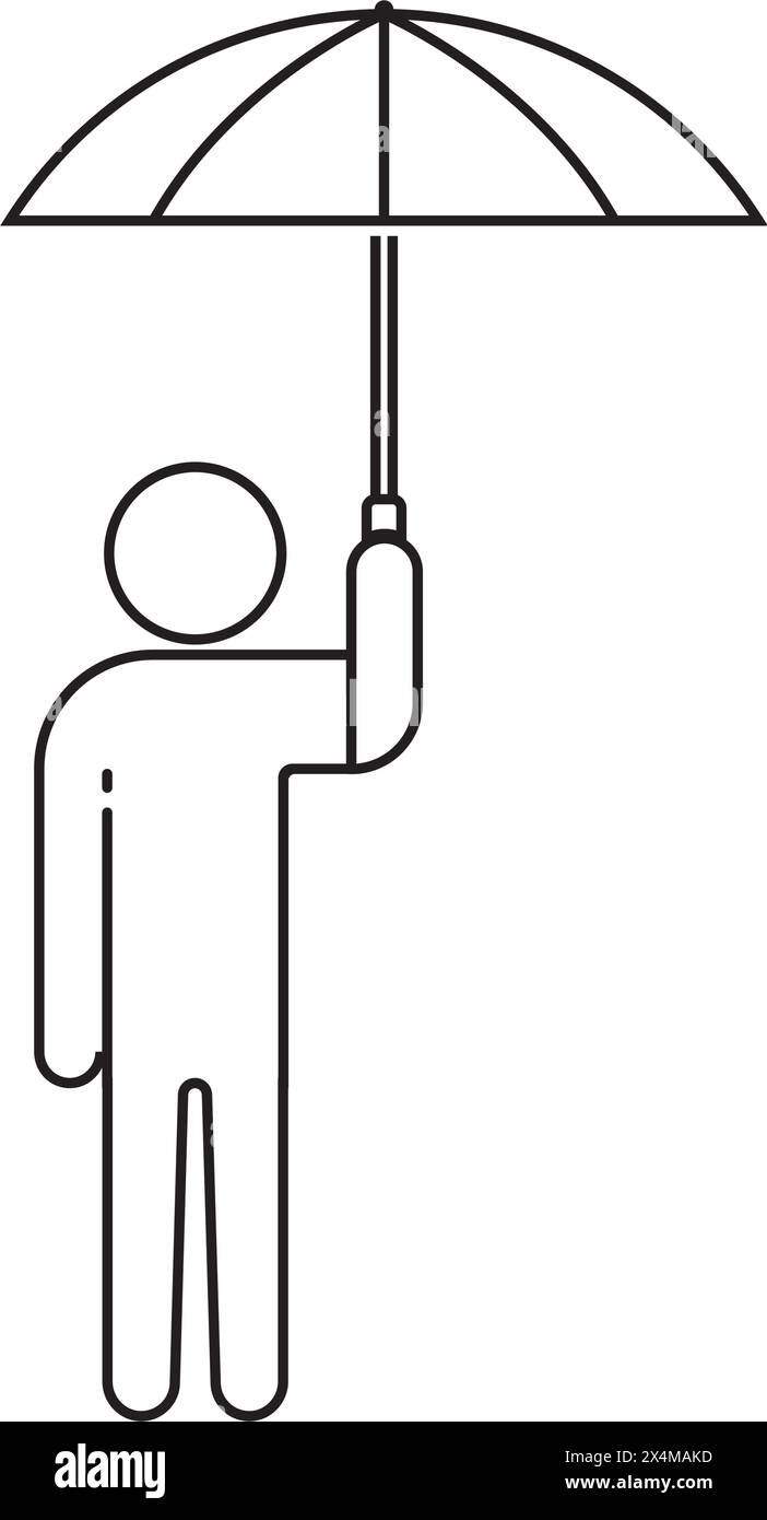 icon of a person using an umbrella vector illustration symbol design ...