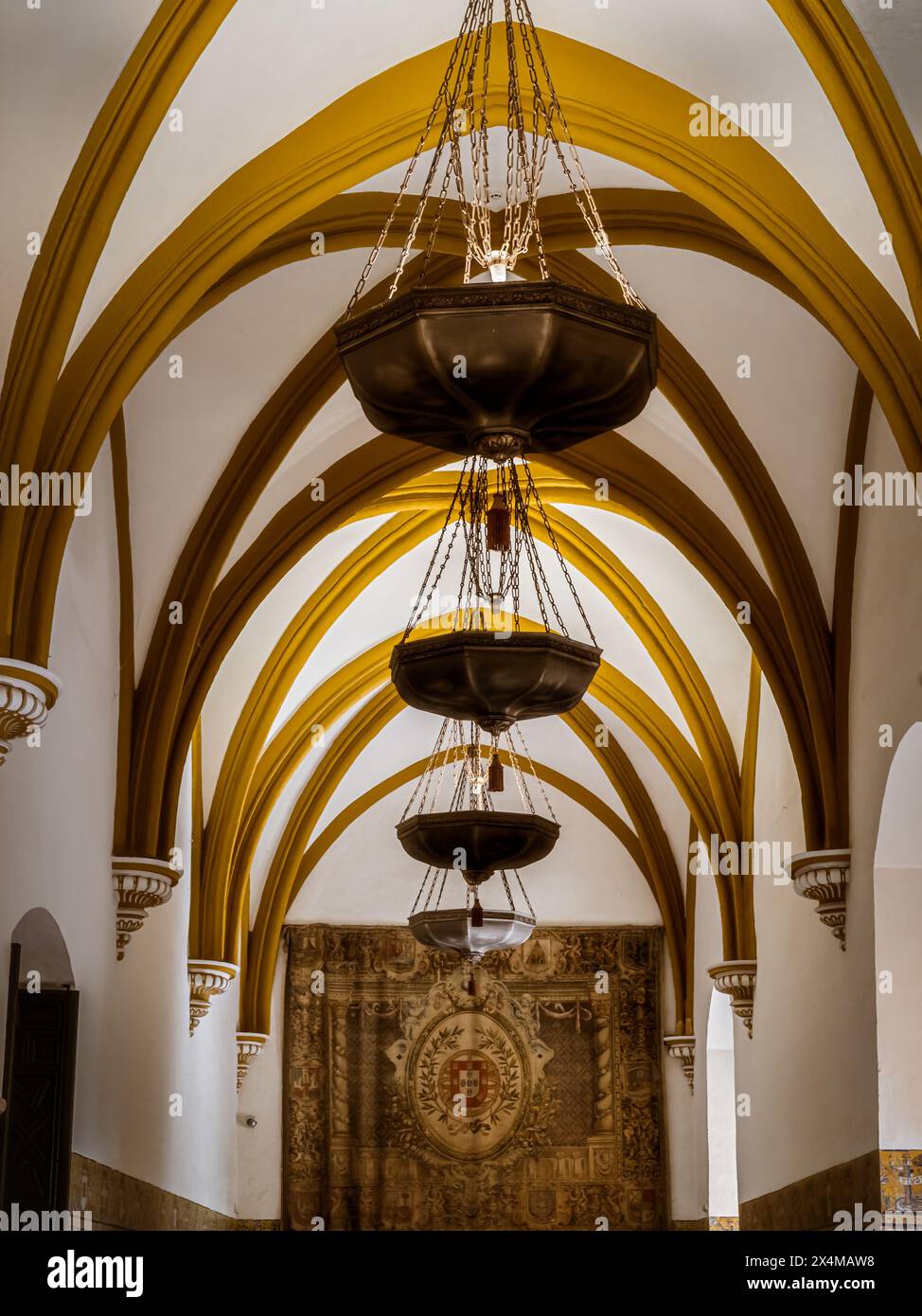 Lamps in the Salon de los Tapices, Palacio Gotico, gothic palace in the ...