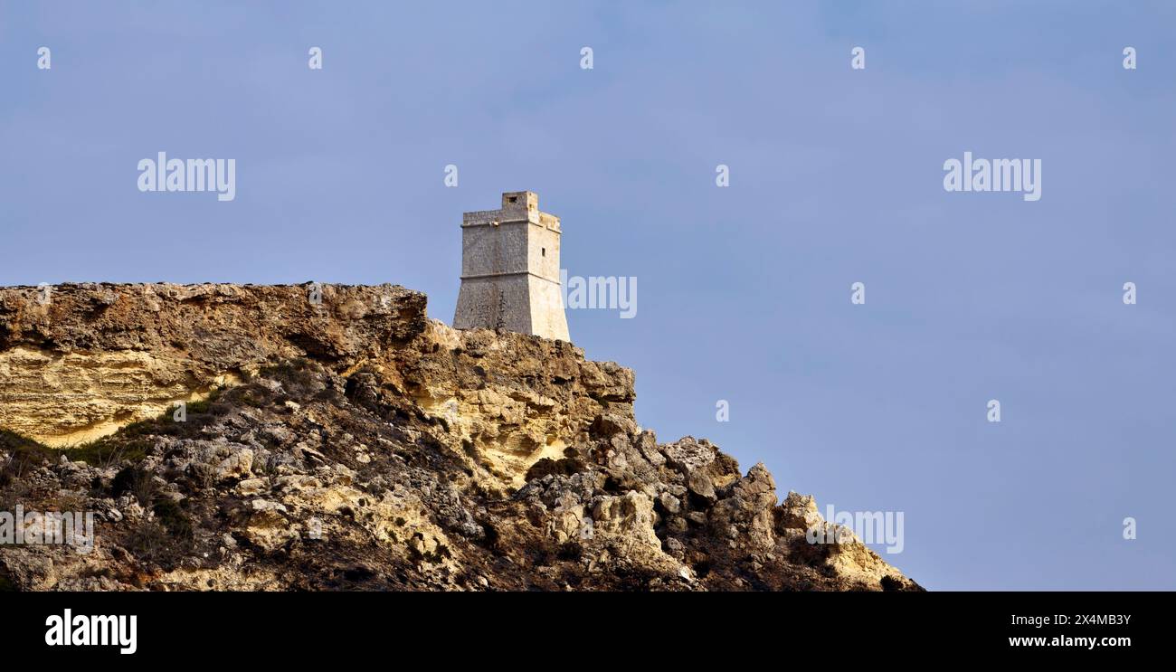 Malta Island, southern coast of the island, old Saracin tower Stock ...