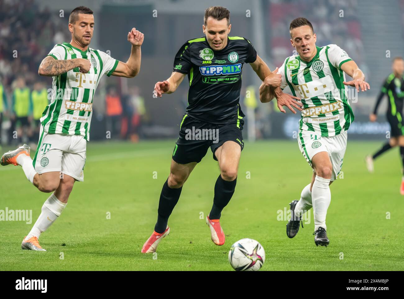 Budapest, Hungary – May 11, 2022. Paks striker Mate Sajban against ...