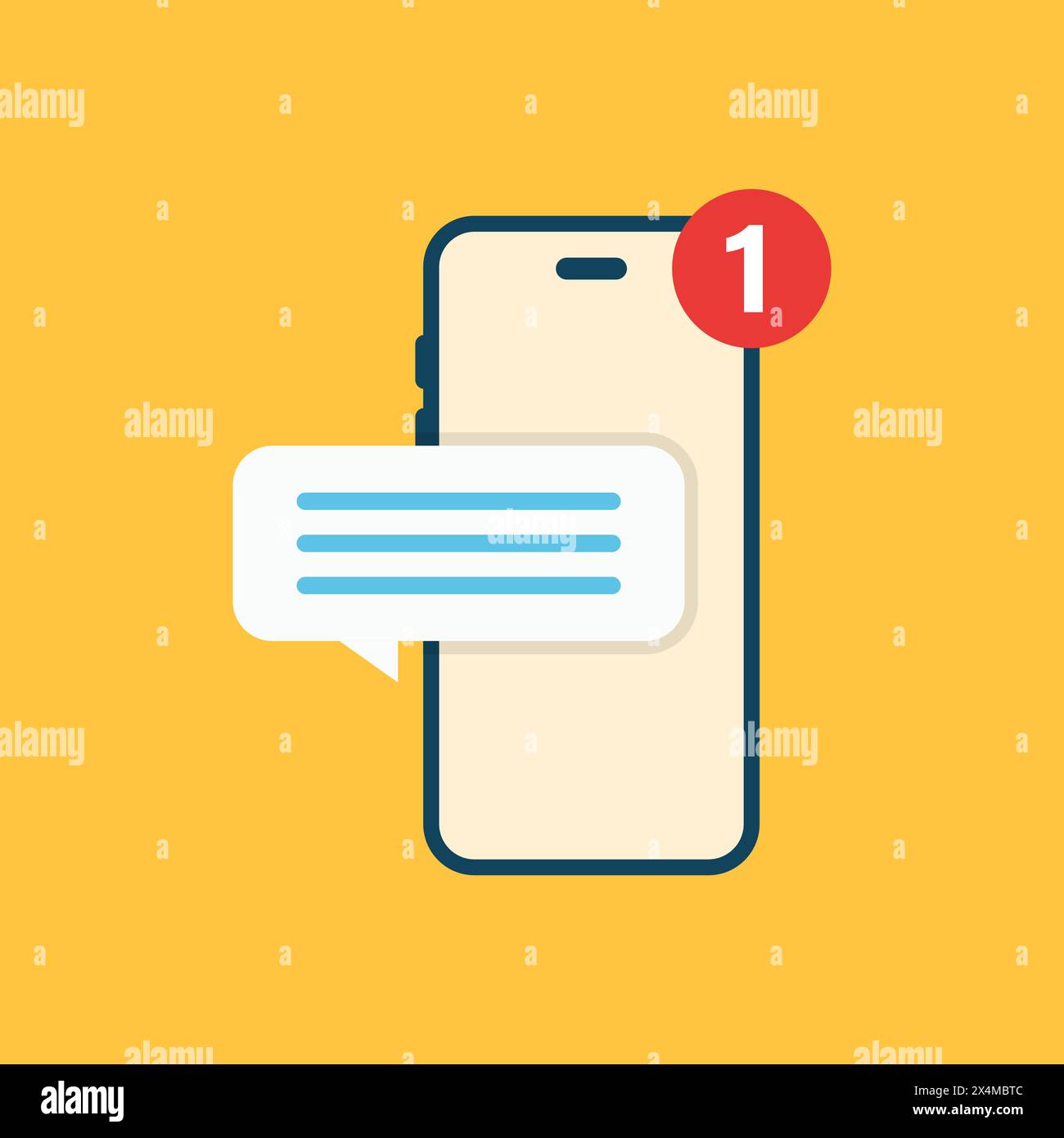 Phone notifications icon in flat style. Smartphone with new notice ...