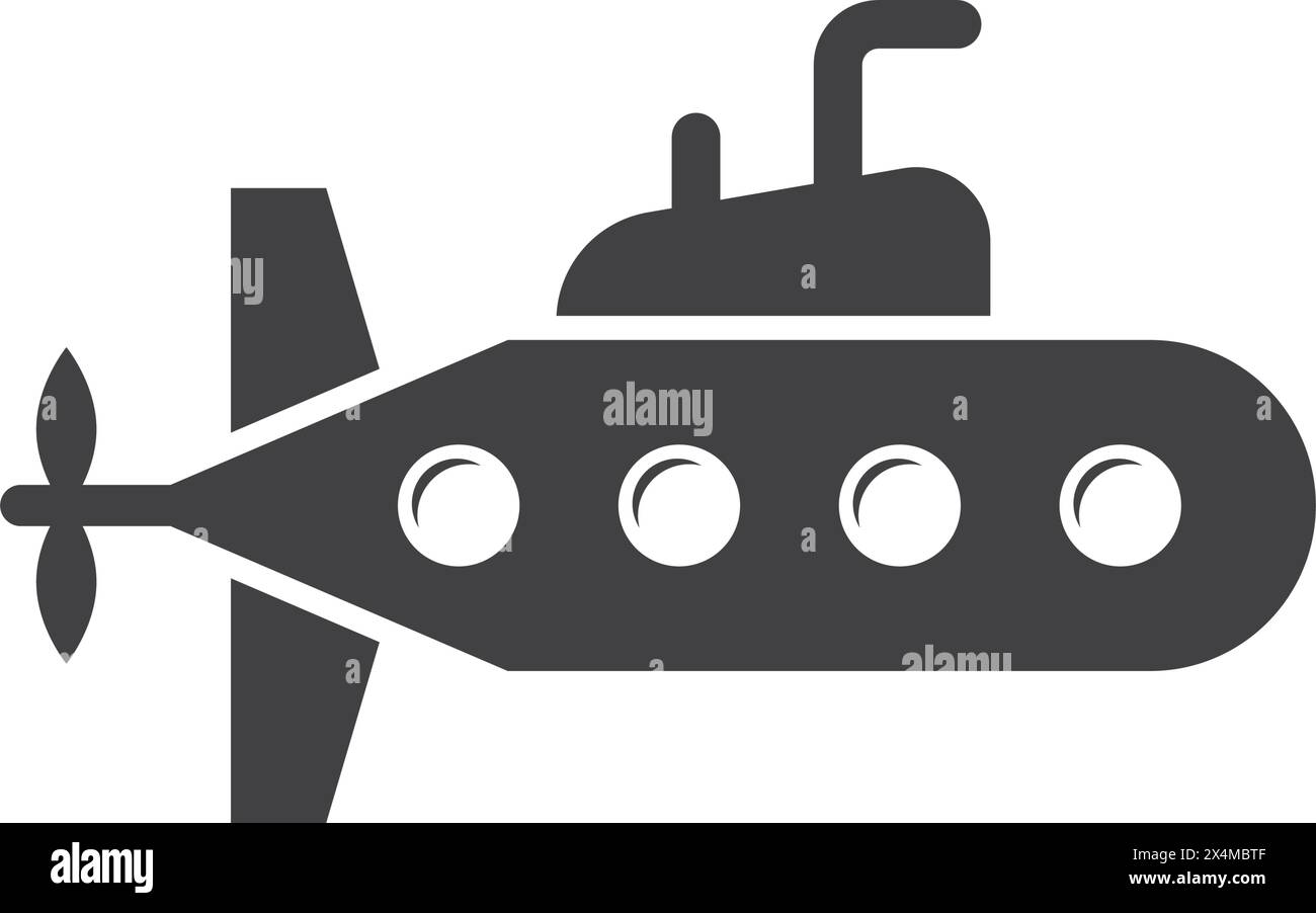 Submarine icon in flat style. Bathyscaphe vector illustration on ...