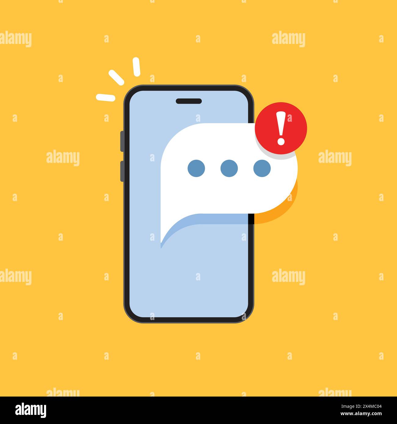 Phone notifications icon in flat style. Smartphone with new notice ...