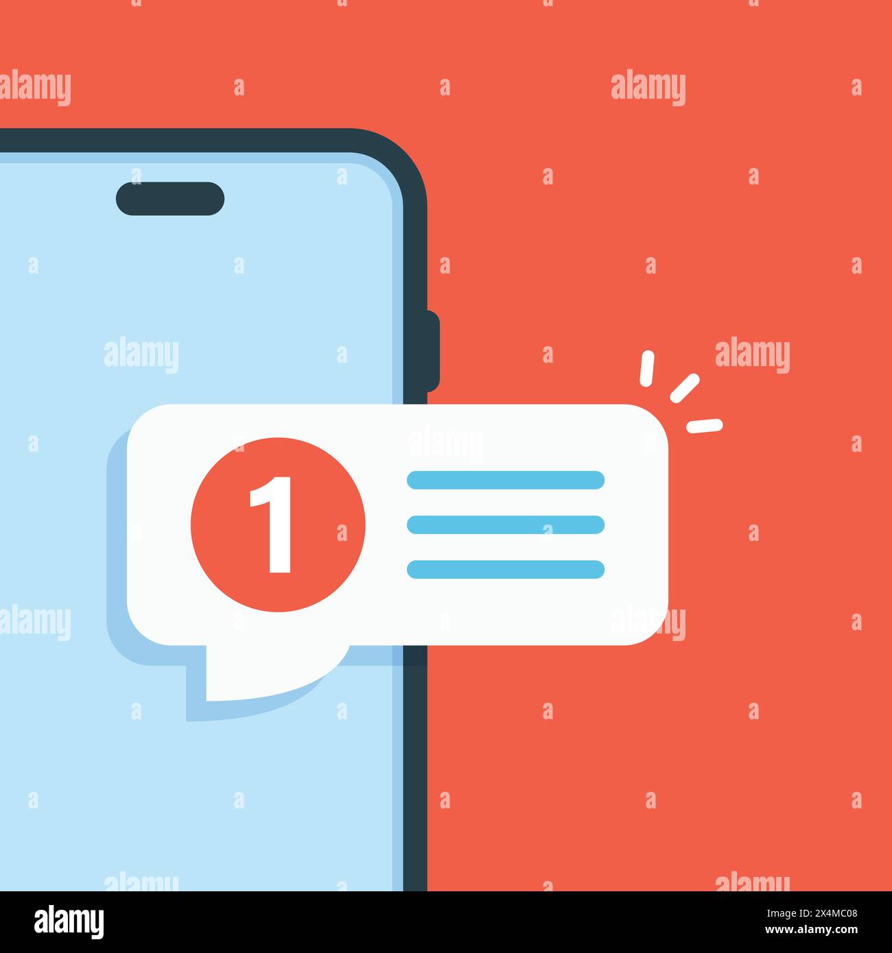 Phone notifications icon in flat style. Smartphone with new notice ...