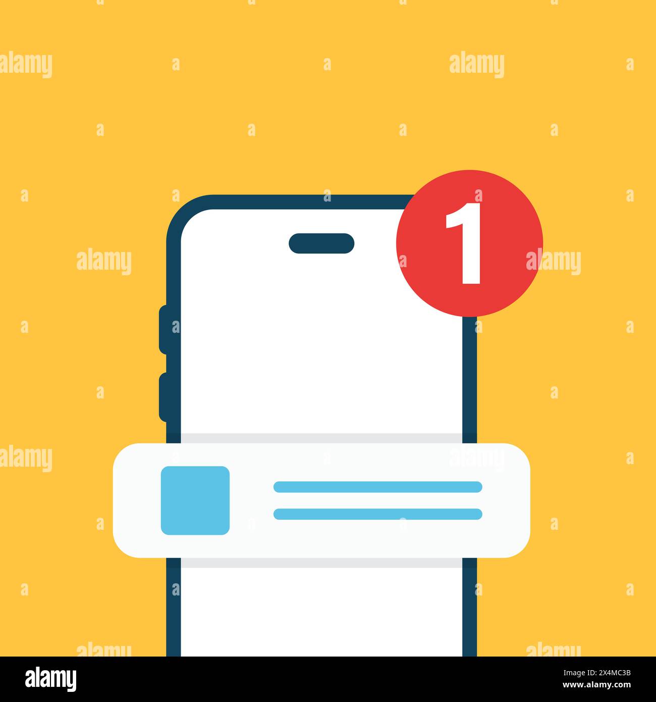 Phone notifications icon in flat style. Smartphone with new notice ...