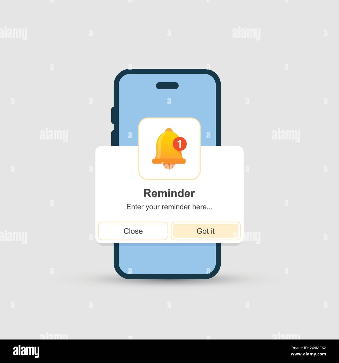 Phone notifications icon in flat style. Smartphone with new notice ...