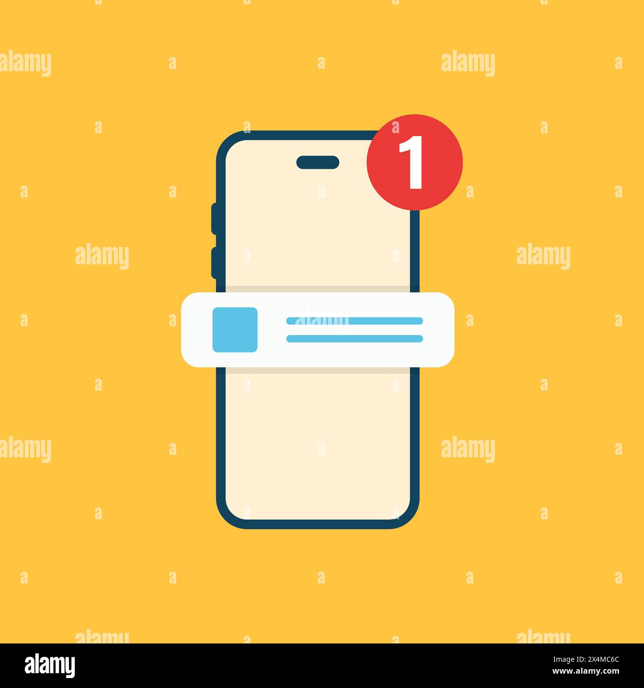 Phone notifications icon in flat style. Smartphone with new notice ...