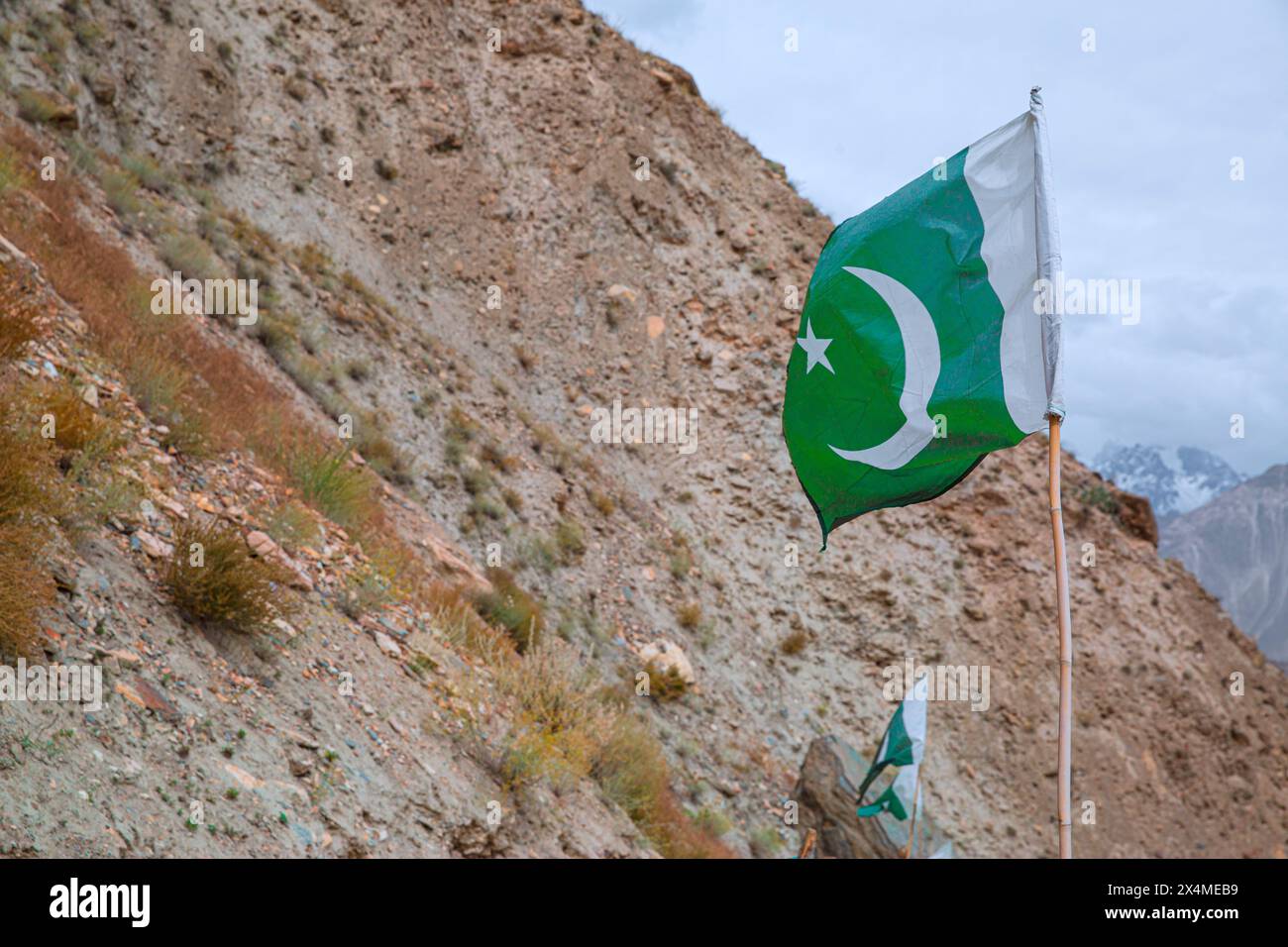 Trekking to Hopper Glacier in Pakistan. Pakistan national flag Stock ...