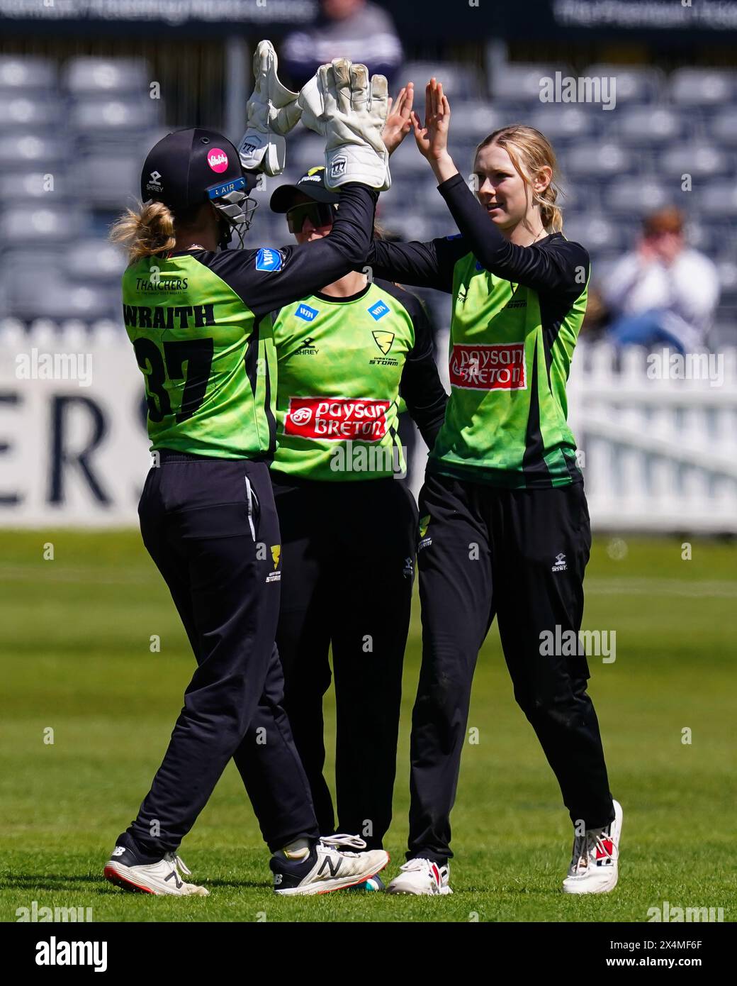 Bristol, UK, 4 May 2024. Western Storm's Sophia Smale celebrates with ...