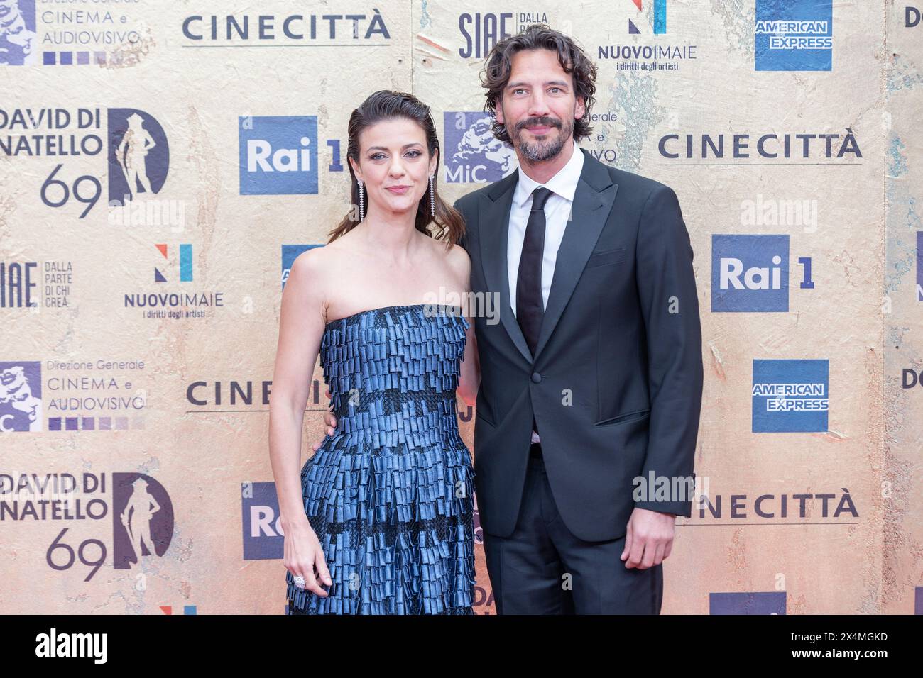 Rome, Italy. 03rd May, 2024. Barbara Ronchi and Alessandro Tedeschi attend the red carpet of the ...