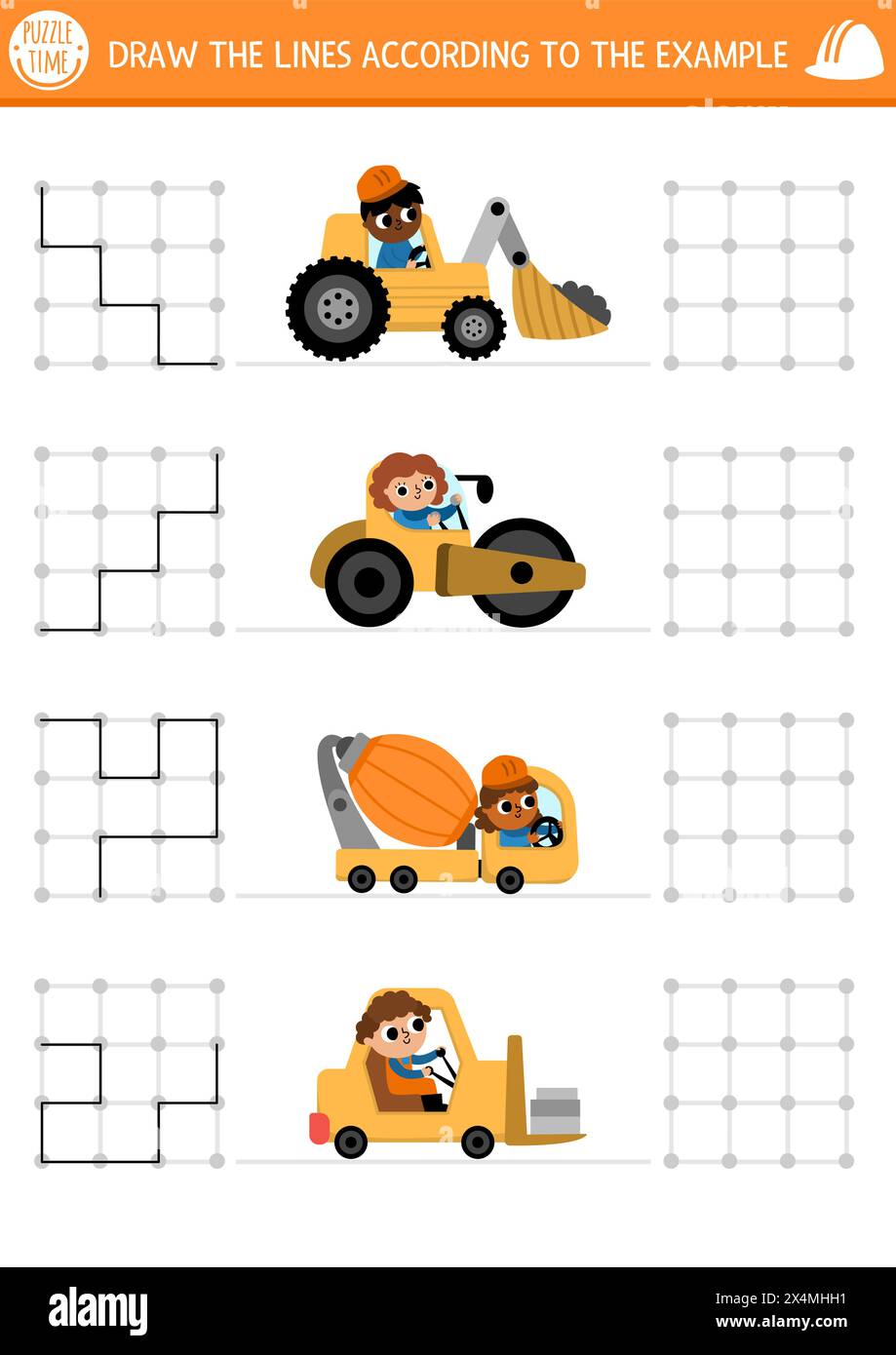 Construction site drawing, writing, tracing, space orientation activity ...