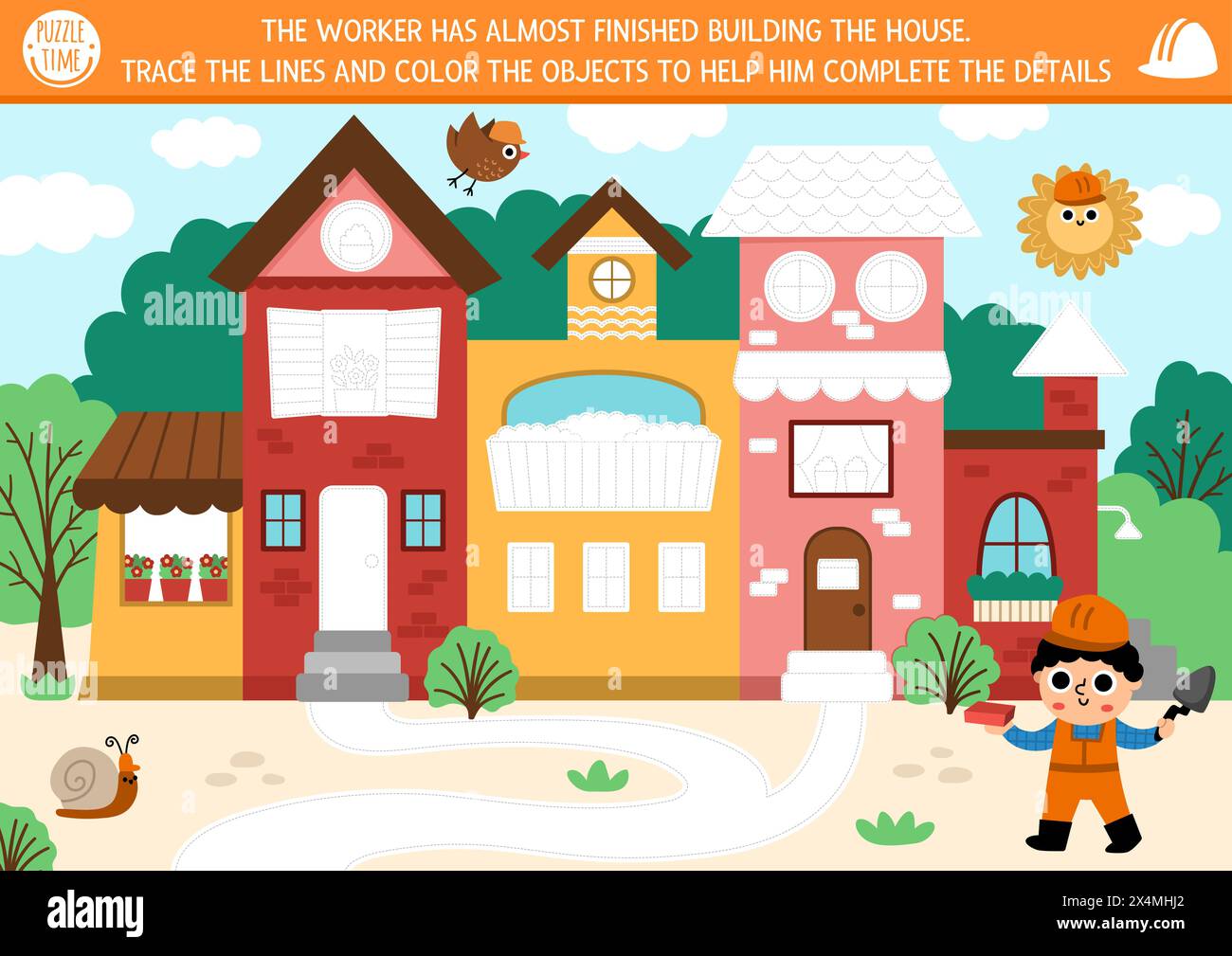 Construction site drawing, coloring, tracing and writing practice ...