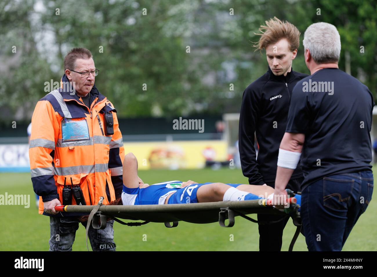 Kaa Gent Ladies's Nia Elyn leaves the pitch after being injured during ...