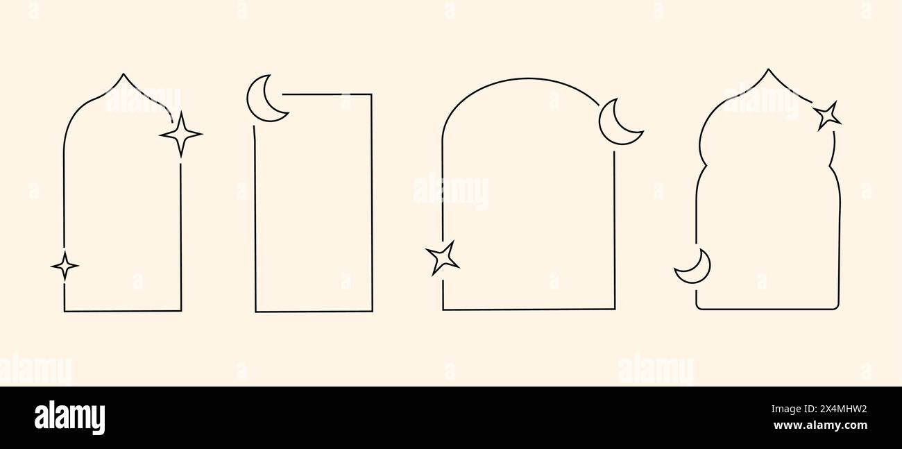 y2k retro elements set, 90s or 2000s elements of arch, moon and stars ...