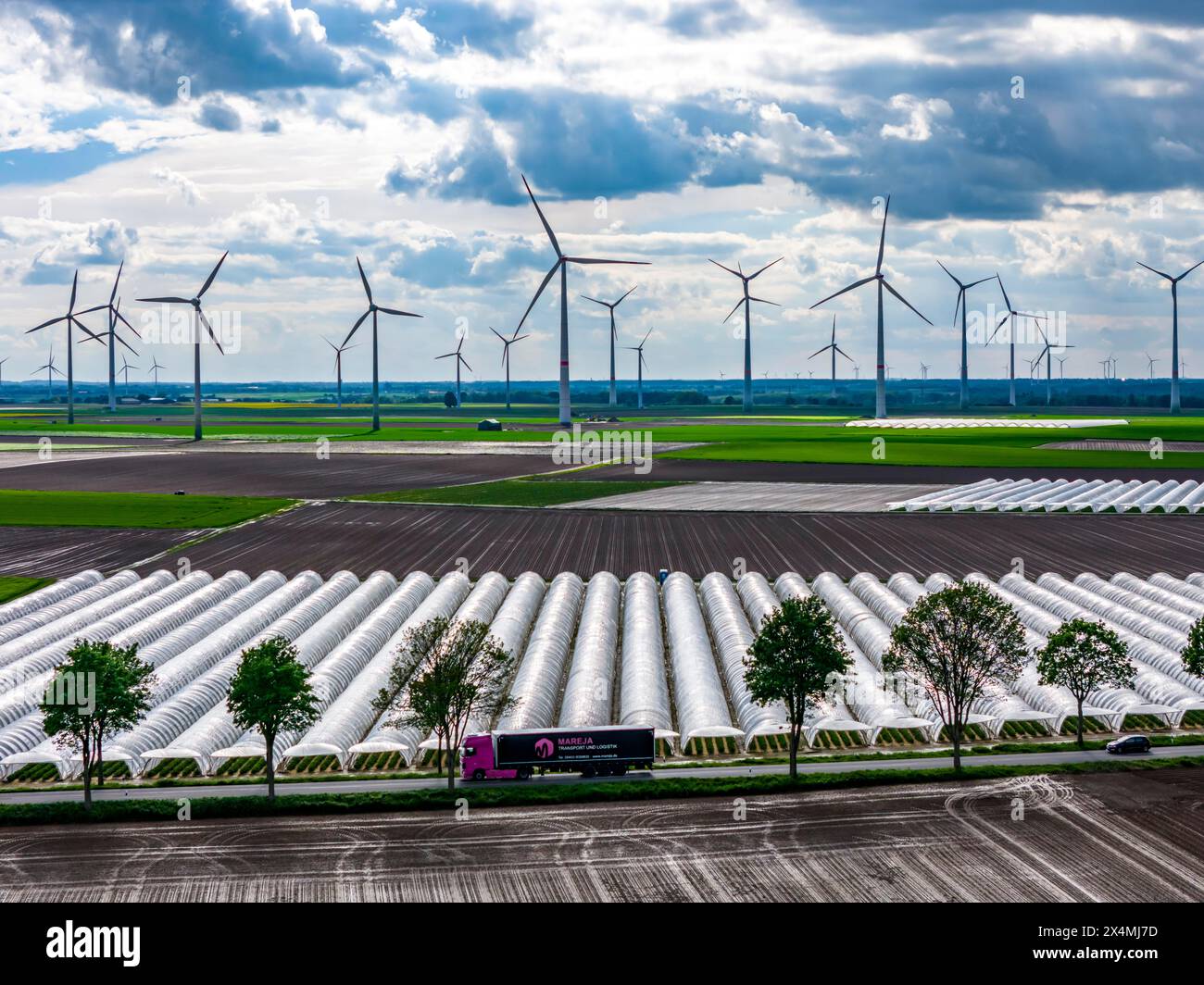 Agriculture, large areas with foil tunnel, for the cultivation of ...