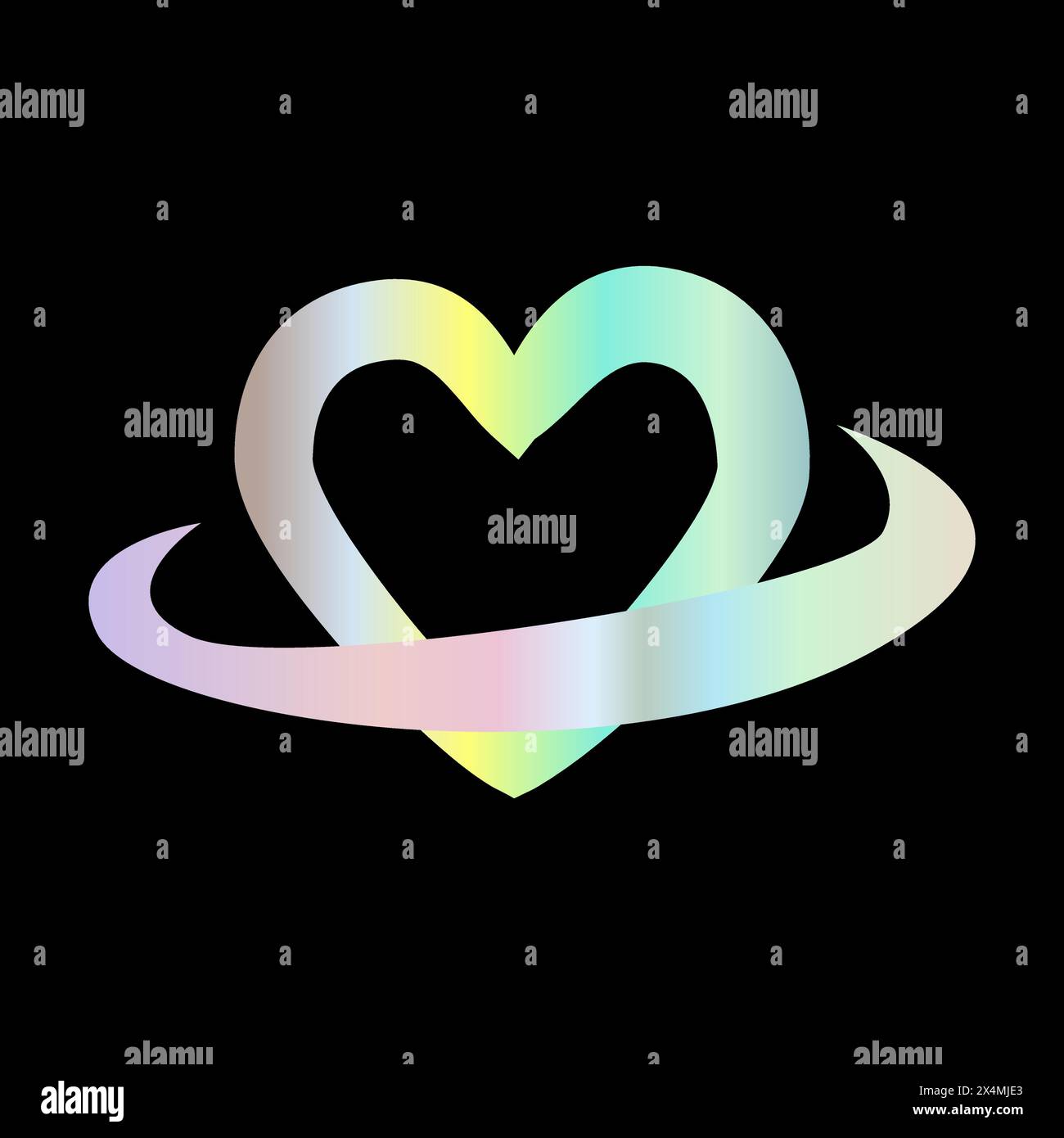 Y2k gradient element, 2000s sticker space heart with hologram, vector ...
