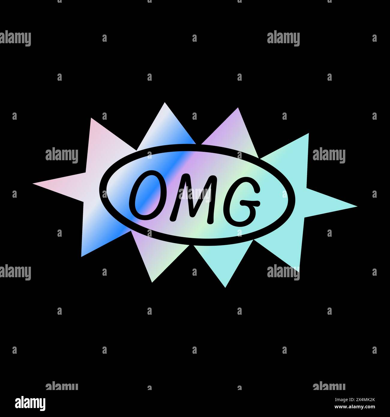 Y2k gradient element, 2000s sticker omg with hologram, vector ...