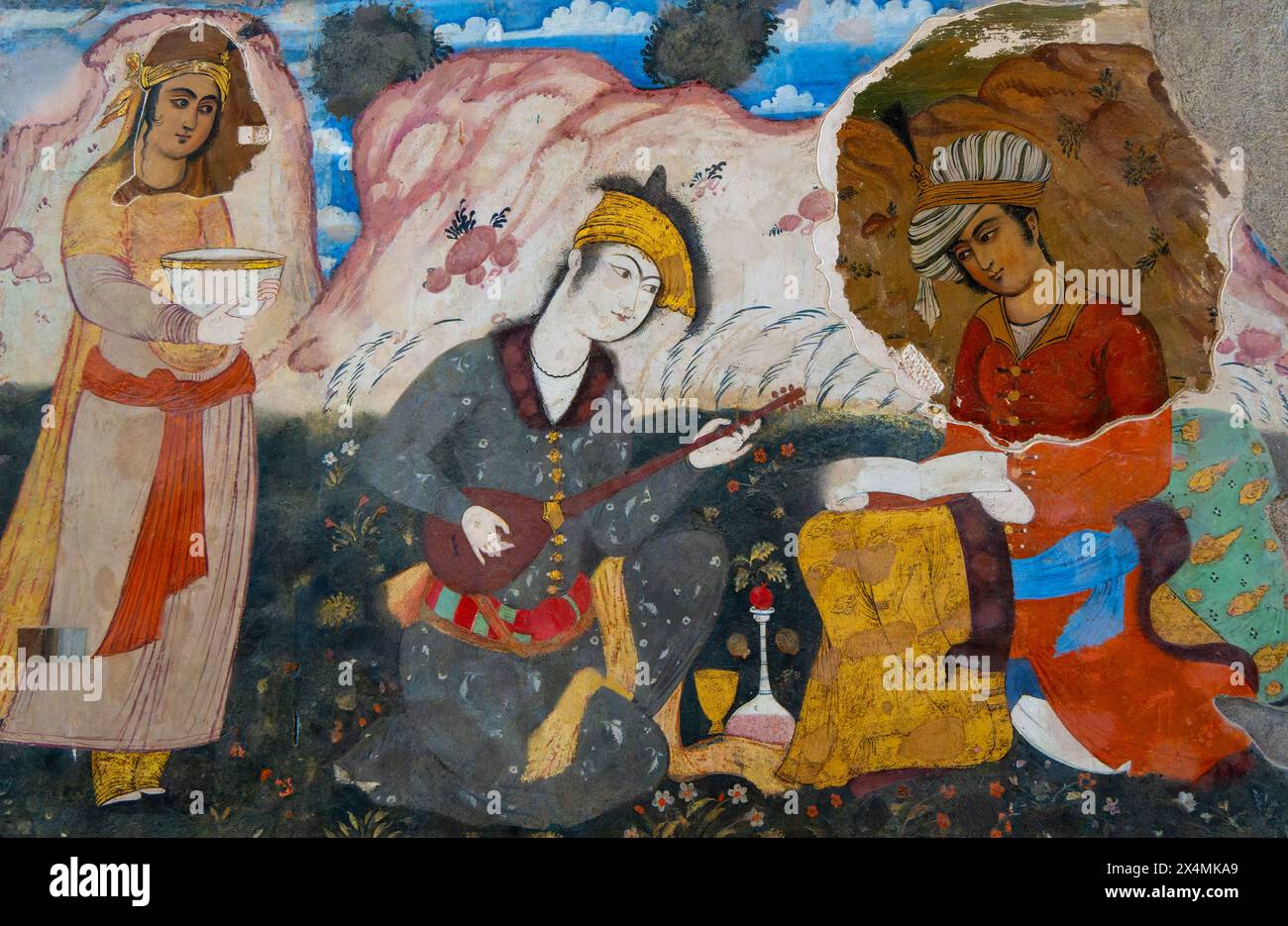 Chehel Sotoun Palace, Iran - March 5, 2024: Detailed mural depicting ...
