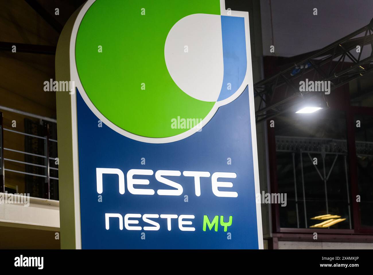 RIGA, LATVIA. 19th April 2024. Neste company logo at International Auto ...